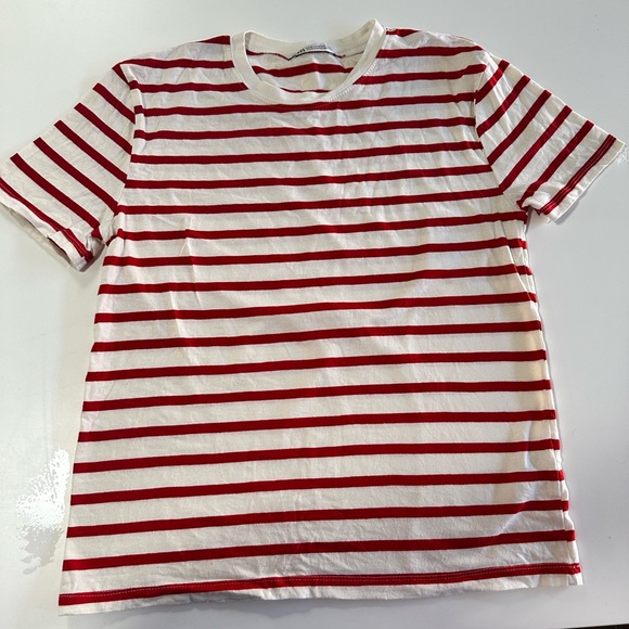 Zara | Tops | Zara Red And White Striped Tee | Poshmark